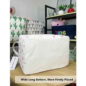 QUEENLALA Rectangular Laundry Hamper/Foldable Nursery Laundry Basket for Organizing/Storage Bin Baskets/Children Toy Office Bedroom/Toy Bin Closet Shelf Baskets（Rec-Pink-Heart Arrow）