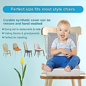 Toddler Booster Seat for Dining Table OTTOLIVES Booster Seat for Table Washable PU Cushion with 2 Cushion Waterproof Portable Travel Increasing Cushion for Toddler Training Eat Together Grey (Style A)