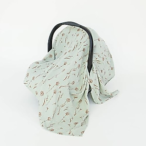 Leyl&Ari Muslin Swaddle Baby Blanket | 100% Organic Cotton Receiving Wrap (Wildflowers/Blue)