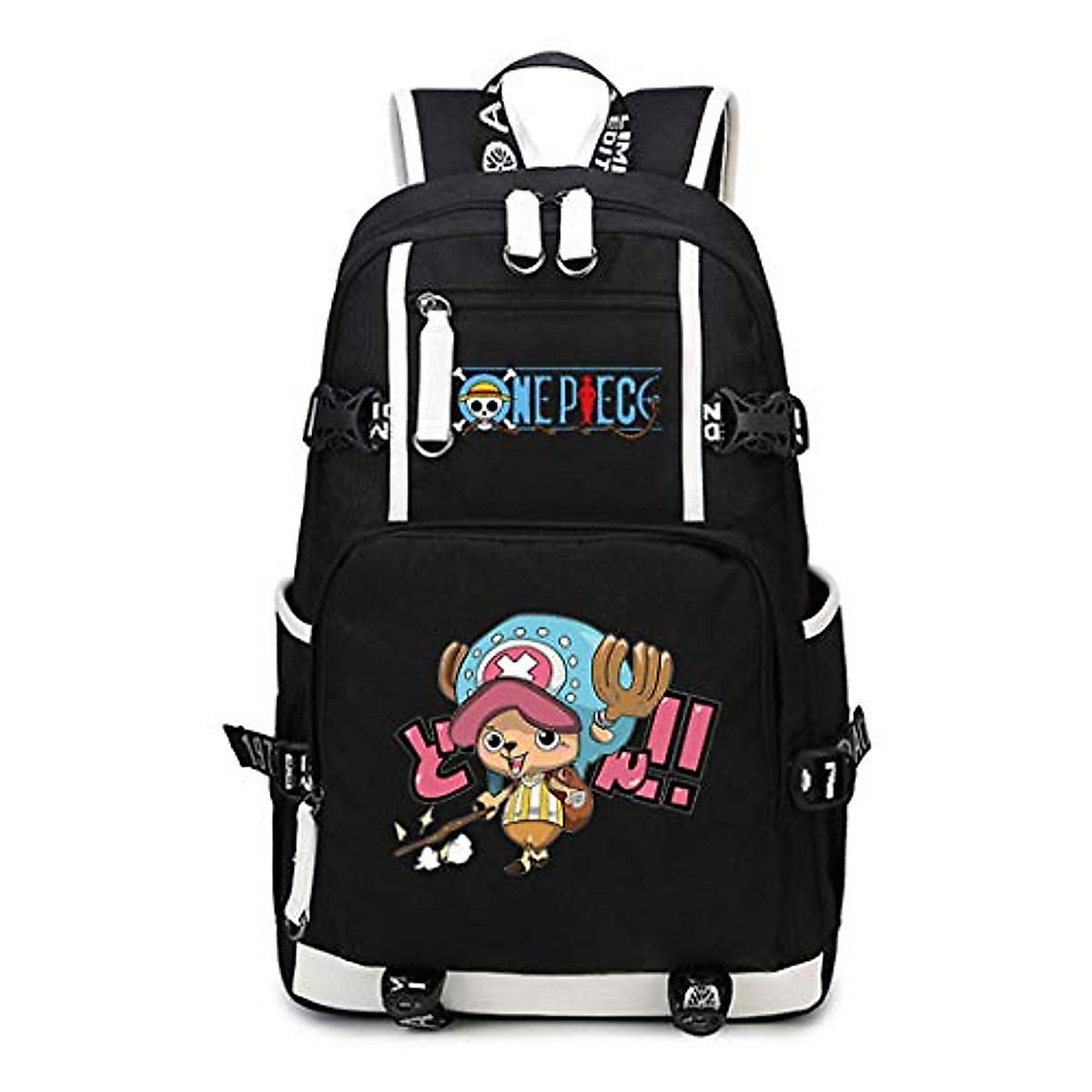 WANHONGYUE One Piece Tony Tony Chopper Anime Backpack Student Schoolbag Laptop Book Bag Casual Dayback Black 19, One Size