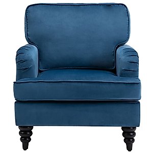 DM Furniture Midcentury Modern Accent Chair Velvet Arm Chairs Comfy Reading Chair Single Sofa Couch for Bedroom/Living Room/Salon, Light Blue