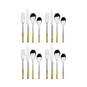 Mikasa Duval Gold Lines 18.0 Forged Stainless Steel 16 Piece Cutlery Set, Service For 4