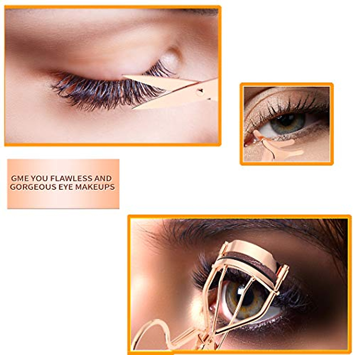 Arroyner 4Pcs Eyelash Curlers with Comb, Rose Gold Beauty Eyelashes Curlers with Built in Comb, Lash Curler Makeup Tool for Women and Girls