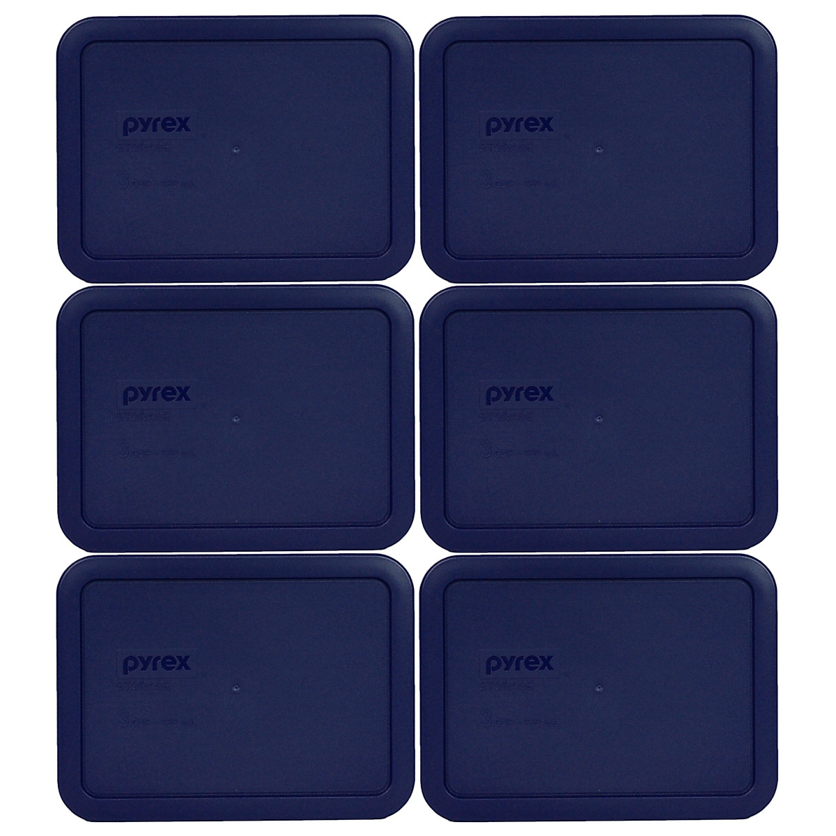 Pyrex Bundle - 6 Items: 7210-PC 3-Cup Blue Plastic Food Storage Lids