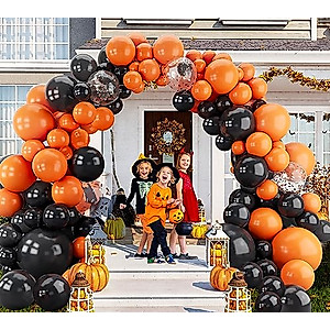 Orange and Black Balloons Arch Garland Kit-148Pcs Orange Black Metallic Confetti Balloon for Birthday Anniversary New Years Baby Shower Engagement Wedding Retirement Party Decoration