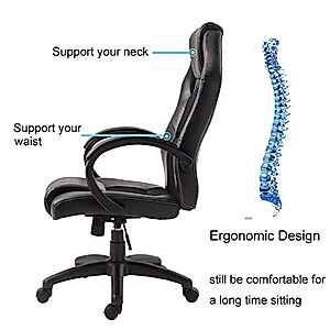 Leather Office Chair Gaming Chair Executive Chair Computer Gaming Chair Office Desk Chair Ergonomic Office Chair Video Game Chair Racing Chair Task Chair Home Office Chair with Lumbar Support