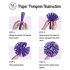 NICROLANDEE Black Gold Party Decorations - 12 PCS Black Gold White Tissue Paper Pom Poms for Wedding, Birthday, Bachelorette, Bridal Shower, Prom, Gruaduation, Festival Decorations