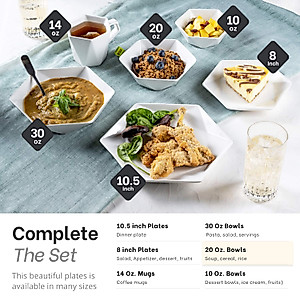 MITBAK 20 Ounce Bone China Soup Bowls | Set of 6 Diamond Shaped White Serving Bowl Plates For Soup, Ramen, Cereal, Pasta, Fruit, Pho, Salad, Dessert | Decorative Bowls Make Excellent Gift Idea