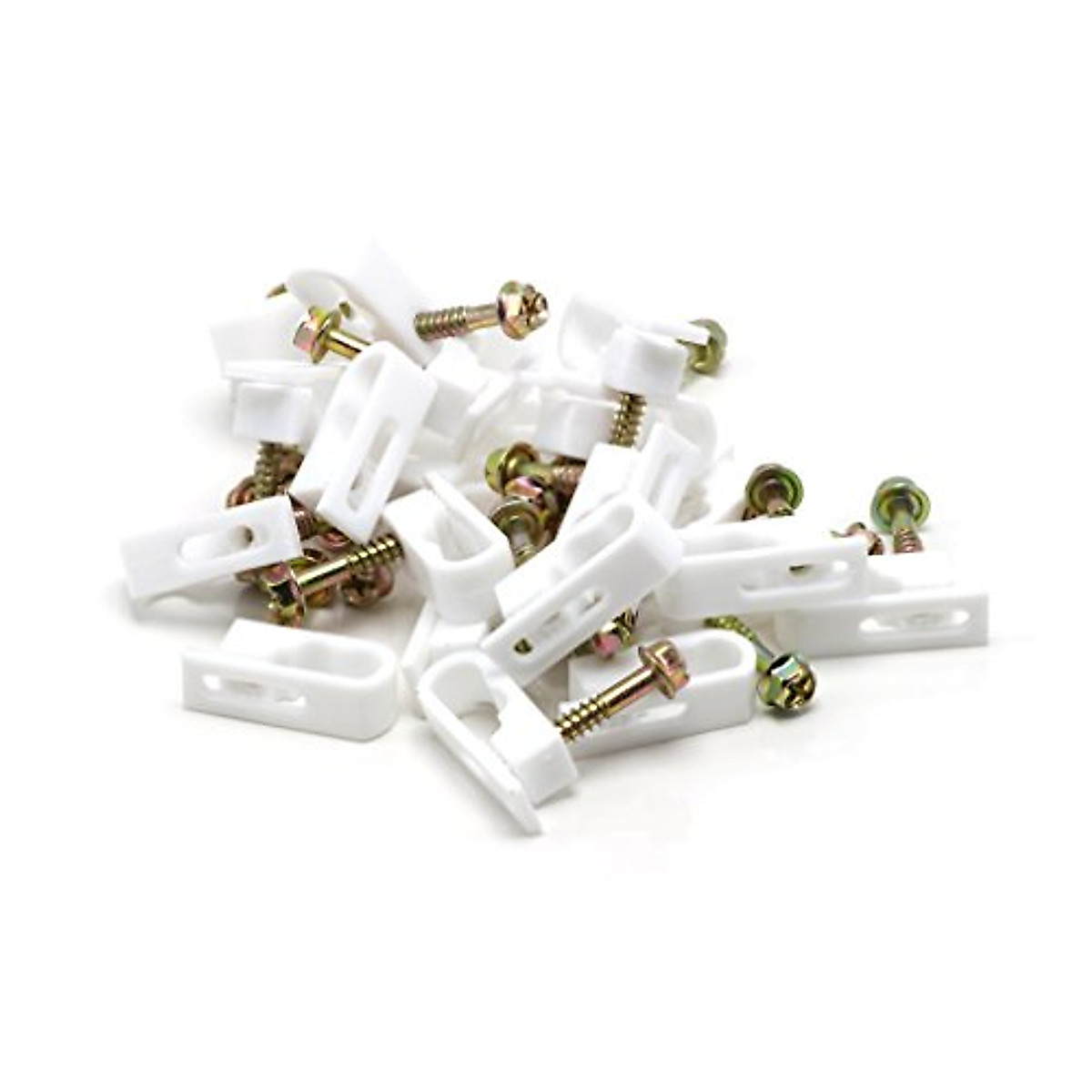 THE CIMPLE CO - Dual, Twin, or Siamese Coaxial Cable Clips, Cat6, Electrical Wire Cable Clip, 1/2 in Screw Clip and Fastener, White (100 Pieces per Bag)