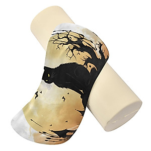 xigua Cute Black Cat Neck Roll Pillow for Neck Relief with Removable Washable Cover - Memory Foam Round Cylinder Bolster, Ergonomically Designed for Head, Neck, Back, and Legs