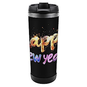 Happy New Year Travel Coffee Mug Reusable Insulated Drinking Cup with Lid for Home Outdoor Works 13 Oz