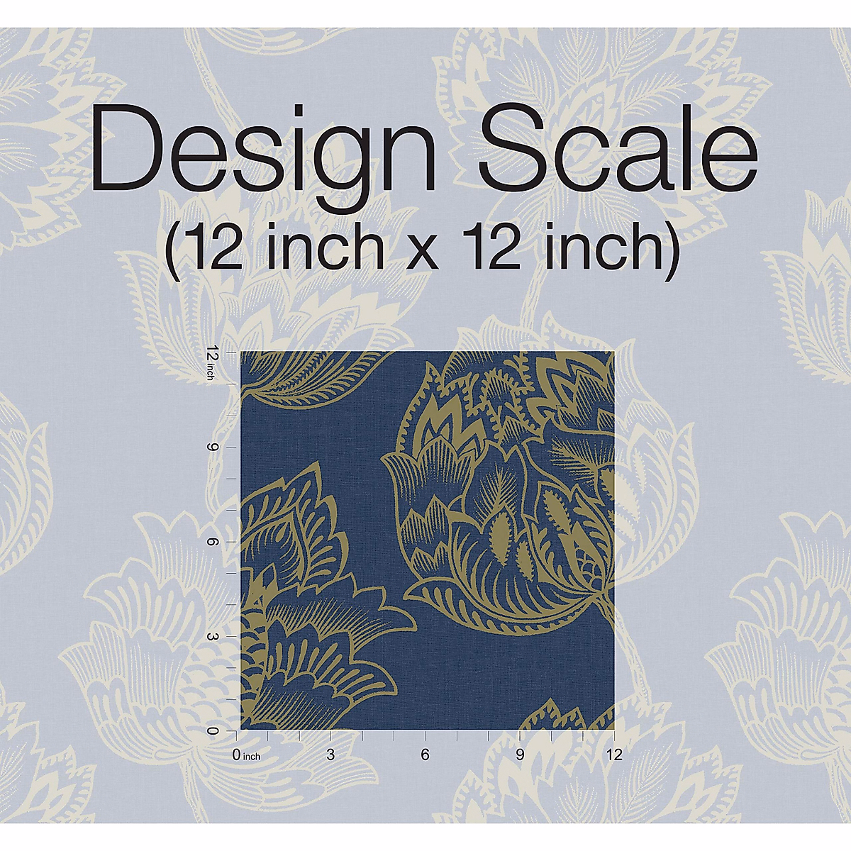 RoomMates RMK11909WP Navy and Gold Batik Jacobean Peel and Stick Wallpaper