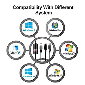 Oxsubor USB MIDI Cable-Upgrade Professional MIDI to USB in-Out Cable Adapter Converter Connect Piano Keyboard to PC/Laptop for Editing&Recording 2M(6.5FT) (Black)