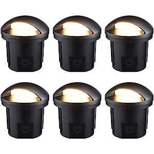 LEONLITE 6W Well Lights Landscape LED, Inground Lights Outdoor, Landscape Well Lighting, Low Voltage Landscape Light, IP67 Waterproof, Aluminum, 12-24V AC/DC, CRI90, 3000K Warm White, Black, Pack of 6