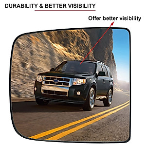 Passenger Right Side Tow Mirror Glass Replacement for 2009-2020 Dodge Ram 1500 2500 3500 4500 5500 Towing Mirrors - Side View Heated Convex Mirror Glass with Rear Holder, Replace 68067726AA