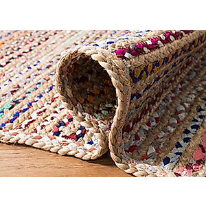 SAFAVIEH Cape Cod Collection 2' x 3' Natural/Multi CAP251A Handmade Boho Braided Jute Entryway Living Room Foyer Bedroom Kitchen Accent Rug