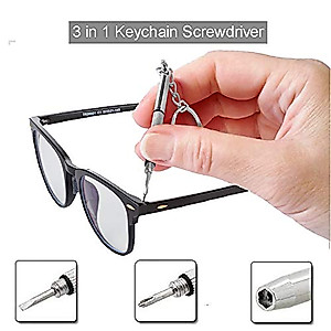 Eyeglass Repair Kit, 5-in-1 Multifunctional Precision Screwdriver Set (torxT5~T6,+1.5,-1.5,star0.8) with Mini Keychain Screwdriver for Glasses, Cellphone, Electronics, Watch, Laptop, Jewelry