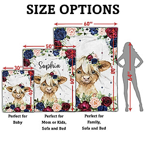 Personalized Baby Blankets for Girls, Customized Baby Blankets for Girls, Highland Cow Baby Blanket, Best Gift for Baby, Newborn, New Mom, Super Soft Plush Fleece, 30''x40''