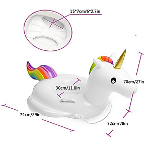 Baby Pool Float Unicorn Toddlers Floaties Infant Inflatable Swimming Ring with Handles for Kids Aged 1-6 Years