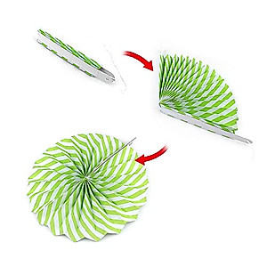 Party Decoration, Hanging Paper Fans Pom Poms Flowers Birthday Parties Baby Showers Wedding (Green)