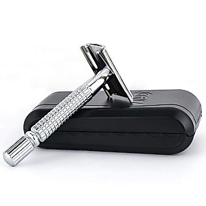 BAILI Classic 3-Piece Double Edge Safety Razor Wet Shaving for Men Women with Platinum Blade and Mirrored Travel Case BD171