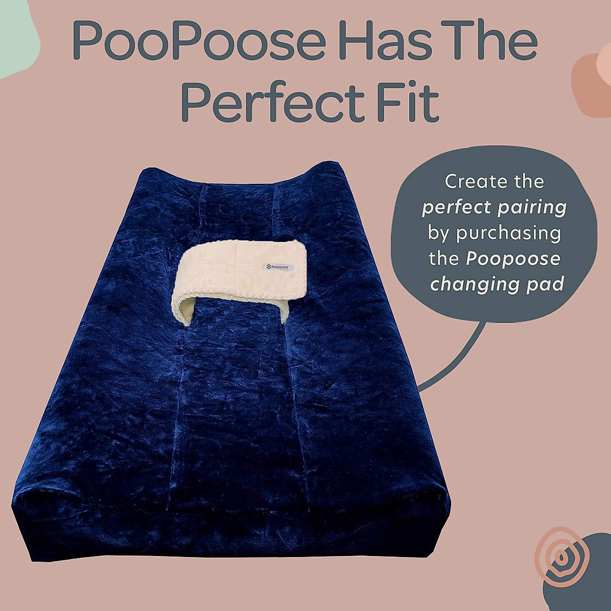 PooPoose Baby Changing Pad - PooPoose Changing Pad Cover (Midnight Blue) - Diaper Mat for Table, Dresser, Change Station, Soft Secure