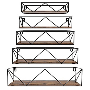 CRUGLA Bathroom Shelves Wall Mounted Set of 5, Hanging Storage Floating Shelf for Bathroom, Kitchen, Bedroom, Living Room Home Decor