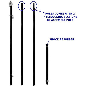 Founding Fathers Flags - 10ft Black Flag Pole & Spike - Perfect for Any Outdoor Use!