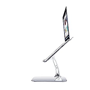KBREE Aluminum Alloy Laptop Stand, Lifting and Foldable Desktop Riser with Cooling Function for Tablet Support, Adjustable, Multi-Angle Notebook Riser ,Compatible with All Laptop 10-15.6 Inches-Grey