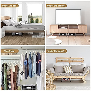 Under Bed Storage with Wheels 2 Pack，Under Bed Shoe Storage Organizer Drawer with Markable Nameplate，Under-Bed Shoe Storage Organizer for Clothes, Toy, Book, Blanket, Under-Bed Storage Containers(White-2 Pack, White-Style-1)
