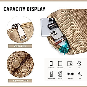 Ynport Woven Tote Handbags for Women Large Summer Beach Hobo Bag Fashion Handmade Top-handle Shoulder Bag with Clutch Purse