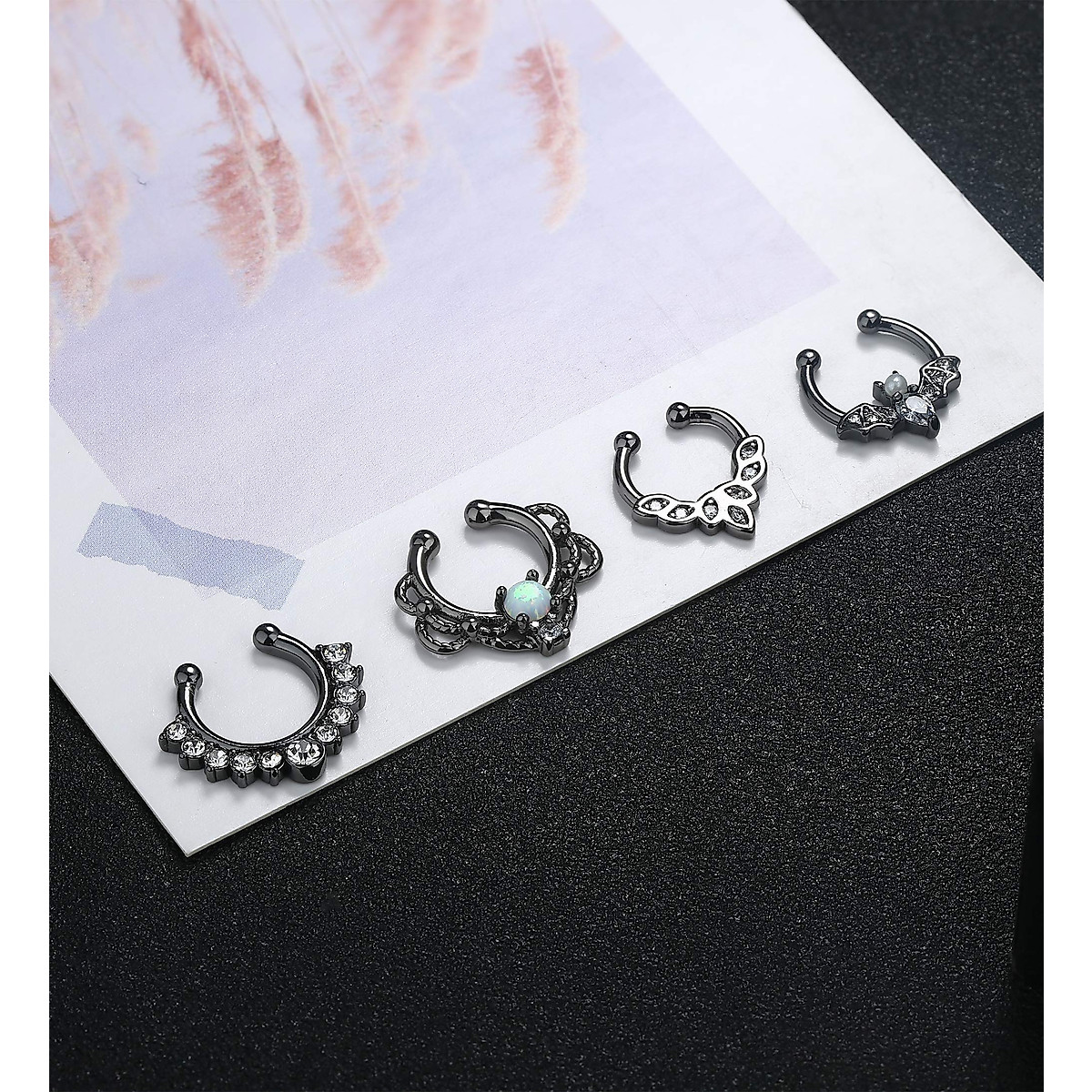 Drperfect Fake Septum Ring for Women Men Stainless Steel Fake Septum Piercing Jewelry Non-Pierced Clip On Nose Ring Hoop