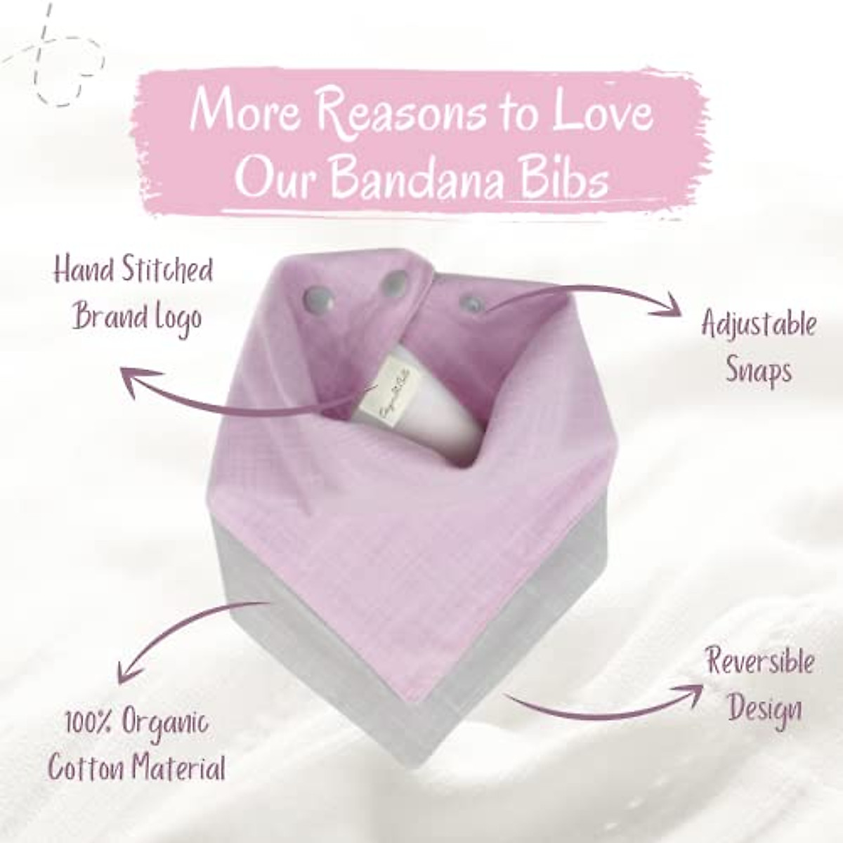 Cooper & Belle Baby Bandana Bibs 100% Cotton Muslin Baby Bibs for Boys and Girls, Reversible and Absorbent Drool Bibs, 4-Pack, Blush