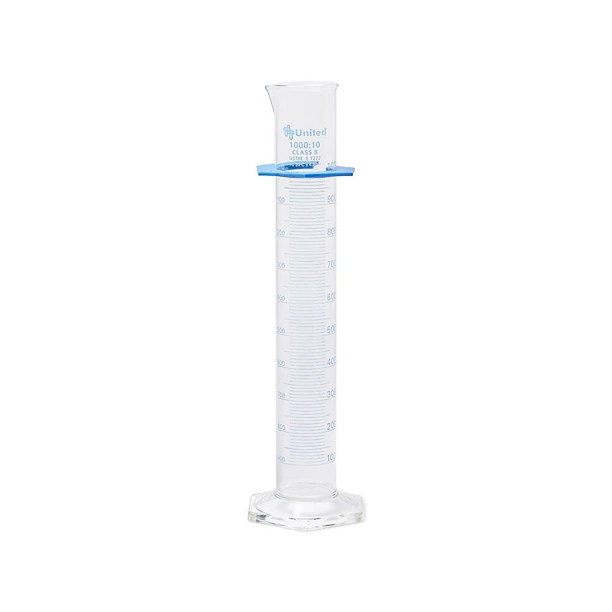 United Scientific™ (UNCYLNGB-1000) 1000mL Graduated Cylinder, Borosilicate 3.3 Glass, Double Metric Scale, Class B, Each