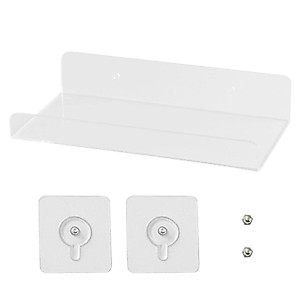 Tmay Floating Shelf | Acrylic Acid Speaker Shelves Wall Mounted with Removable Rail - No Drilling Shelf Wall Mount Shelf for Home Bedroom Living Room Bathroom