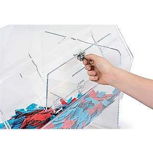 Displays2go Clear Acrylic Raffle Drum, Locking Door and Easy-Turn Lever - Large