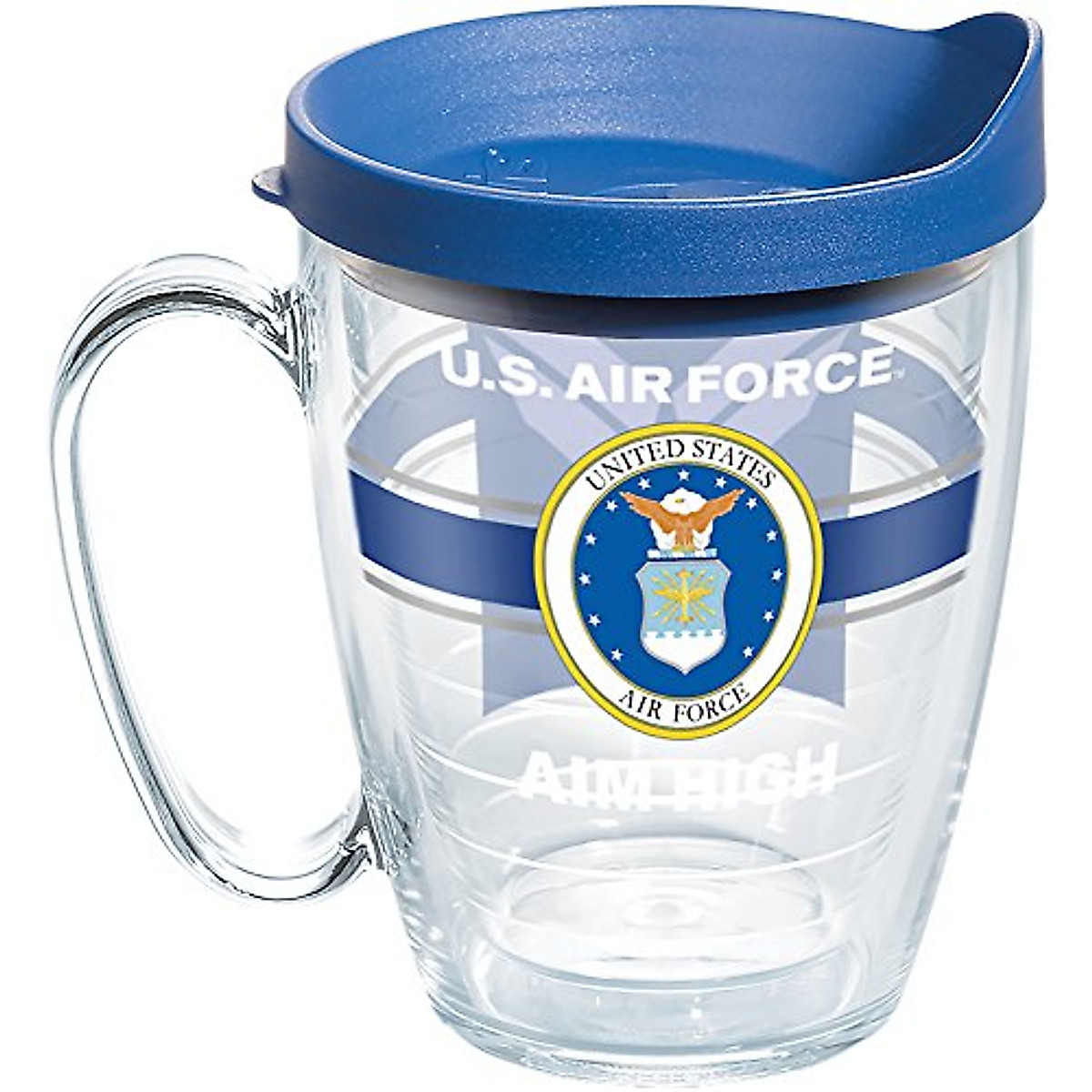 Tervis Air Force Pride Tumbler with Wrap and Blue Lid 16oz Mug, Clear