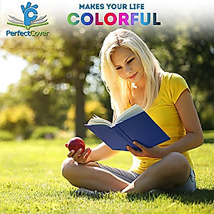 7 Pack Stretchable Book Covers - Multiple Colors Durable, Washable, Reusable and Protective Jackets for Hard Cover Schoolbooks and Textbooks - by PerfectCover (7-Pack, Colors)