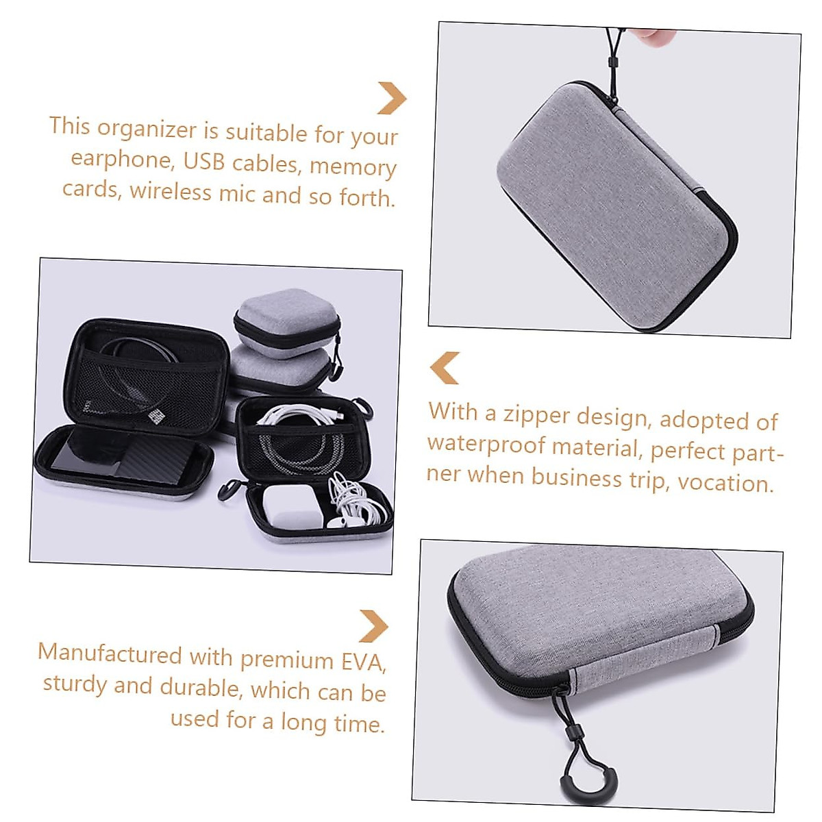 FAVOMOTO 4 Pcs Multifunctional Storage Bag Wireless Mic Bag Portable Wireless Mic Case Usb Guitar Cable Wireless Headset Microphone Headphone Pouch Lapel Storage Box Travel Eva Outdoor