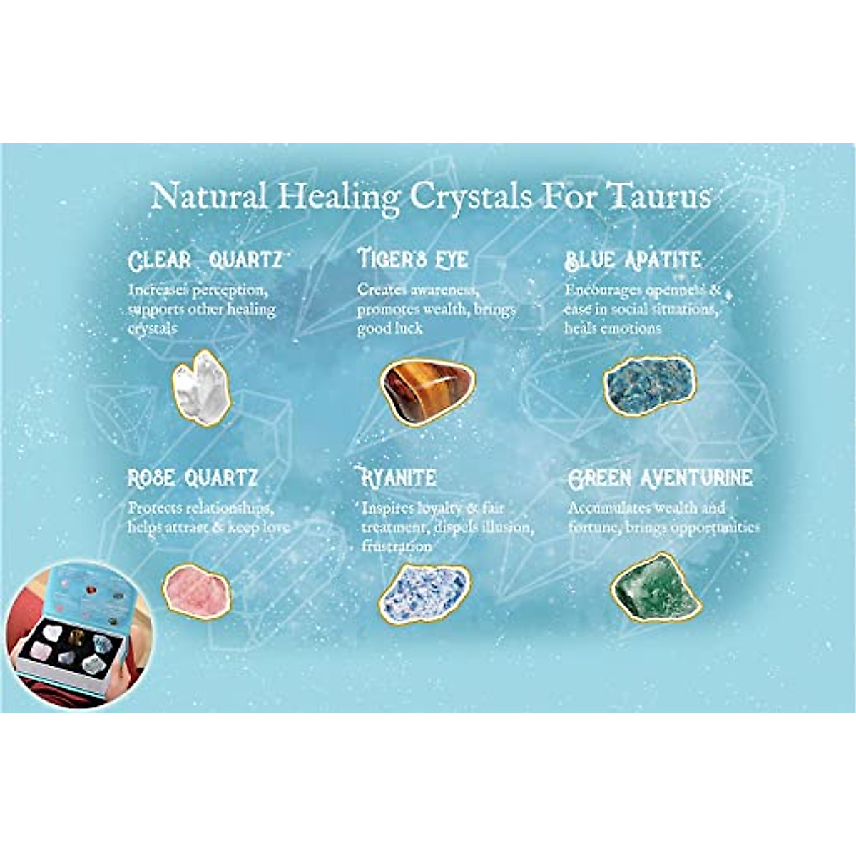 Taurus Zodiac Crystals, Spiritual Gifts for Women, Zodiac Sign Healing Stones Set, Mothers Day Birthday Ideas Gifts for Her Mom Sisters Friends, Healing Crystals Stress Relief Gifts