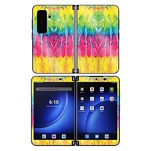 MightySkins Glossy Glitter Skin Compatible with Microsoft Surface Duo 2 - Tie Dye 2 | Protective Durable High-Gloss Glitter Finish | Easy to Apply, Remove, and Change Styles | Made in The USA