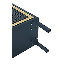 SSLine Industrial Shoe Cabinet with 3 Flip Down Storage Shelves Free-Standing Shoe Rack Elegant Wood Shoe Storage Organizer with Metal Rattan Door for Entryway Hallway Doorway (Blue&Gold-3 Door)