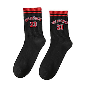 SHENHE Women's Striped Letter Print Athletic Running Above Ankle Crew Socks Letter Number Black 36-39