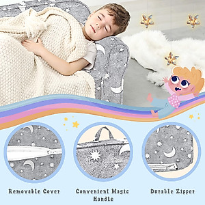 magic handle Toddler Chair, Glow in The Dark Kids Foam Chair with Removable and Washable Cover Carrying Handle, Toddler Armchair, Kids Chair, Toddler Couch (Moon Grey)