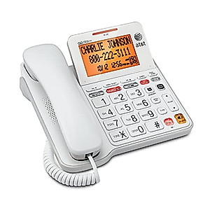 AT&T CL4940 Corded Standard Phone with Answering System and Backlit Display, White