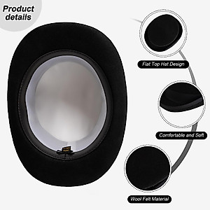 Punctualgood Wool Felt Top Hat Victorian Mad Hatter 6" Magic Hat Gentlemen Performing Jazz Caps Rock Hat for Men Women Gift (US, Alpha, X-Large, Black)