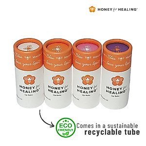 Honey for Healing Lip Balm Moisturizer with Manuka Honey 15+ UMF, Coconut Oil, and Castor Oil For Chapped, Cracked, Dry Lips | Protects, Smoothes, and Nourishes your Lips | 0.25 oz / 7 gr. (Natural)