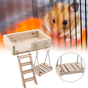 HEEPDD 3Pcs Wooden Hamster Crawling Ladder Funny Swing Toys Set Small Animal Toy Cage Accessories for Gerbil Rat Chinchillas Guinea Pig Squirrel