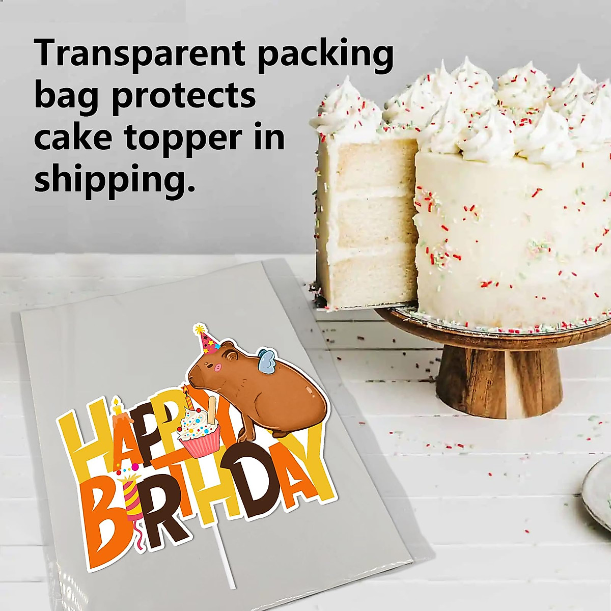 Brown Glitter Happy Birthday Cake Topper Pet Capybara Theme Decor Supplies Baby Shower Boys Girls Happy Birthday Party Decorations