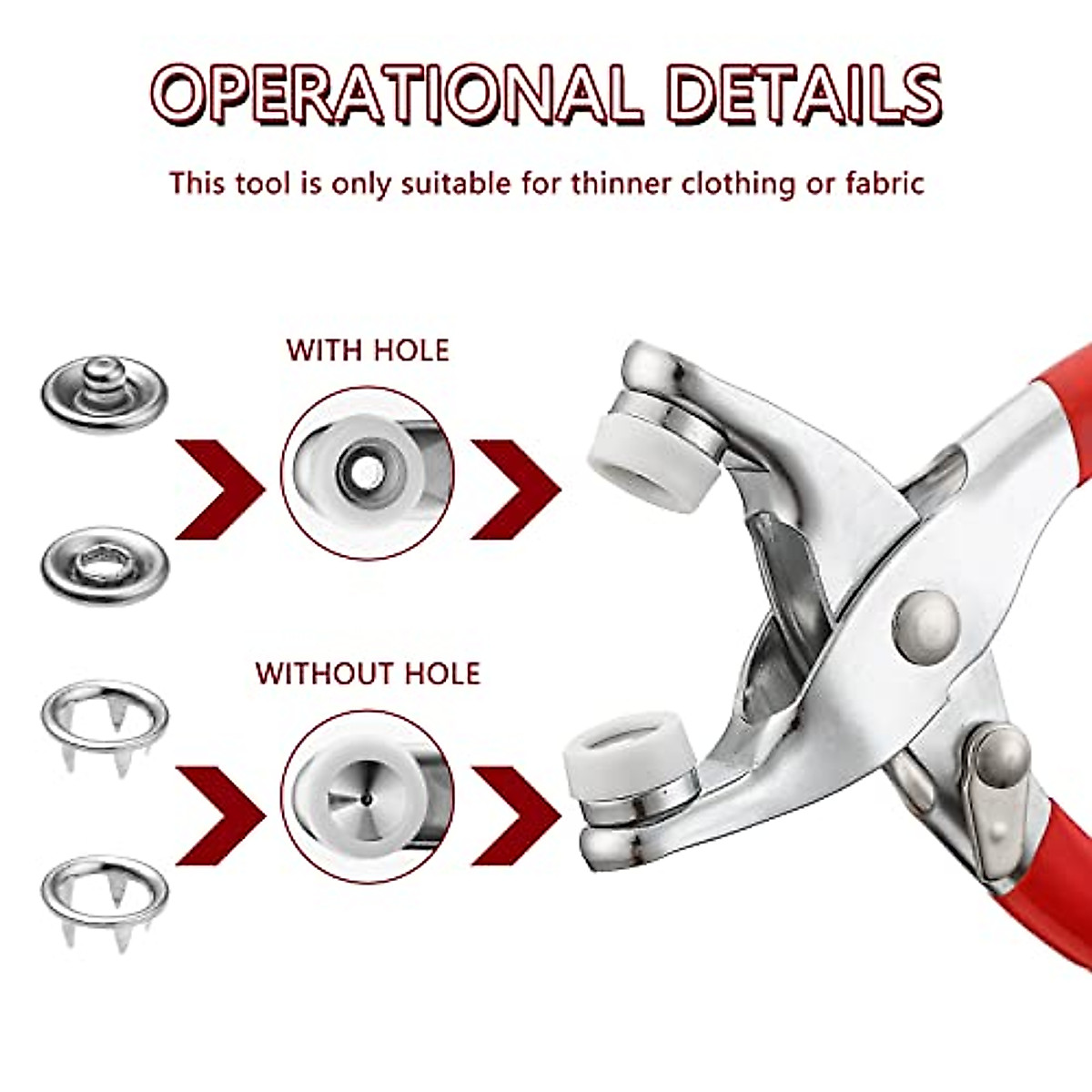 Metal Snap Button Fasteners Kit DIY Crafting Tool with Pliers Press Tool Kit for Clothing Sewing